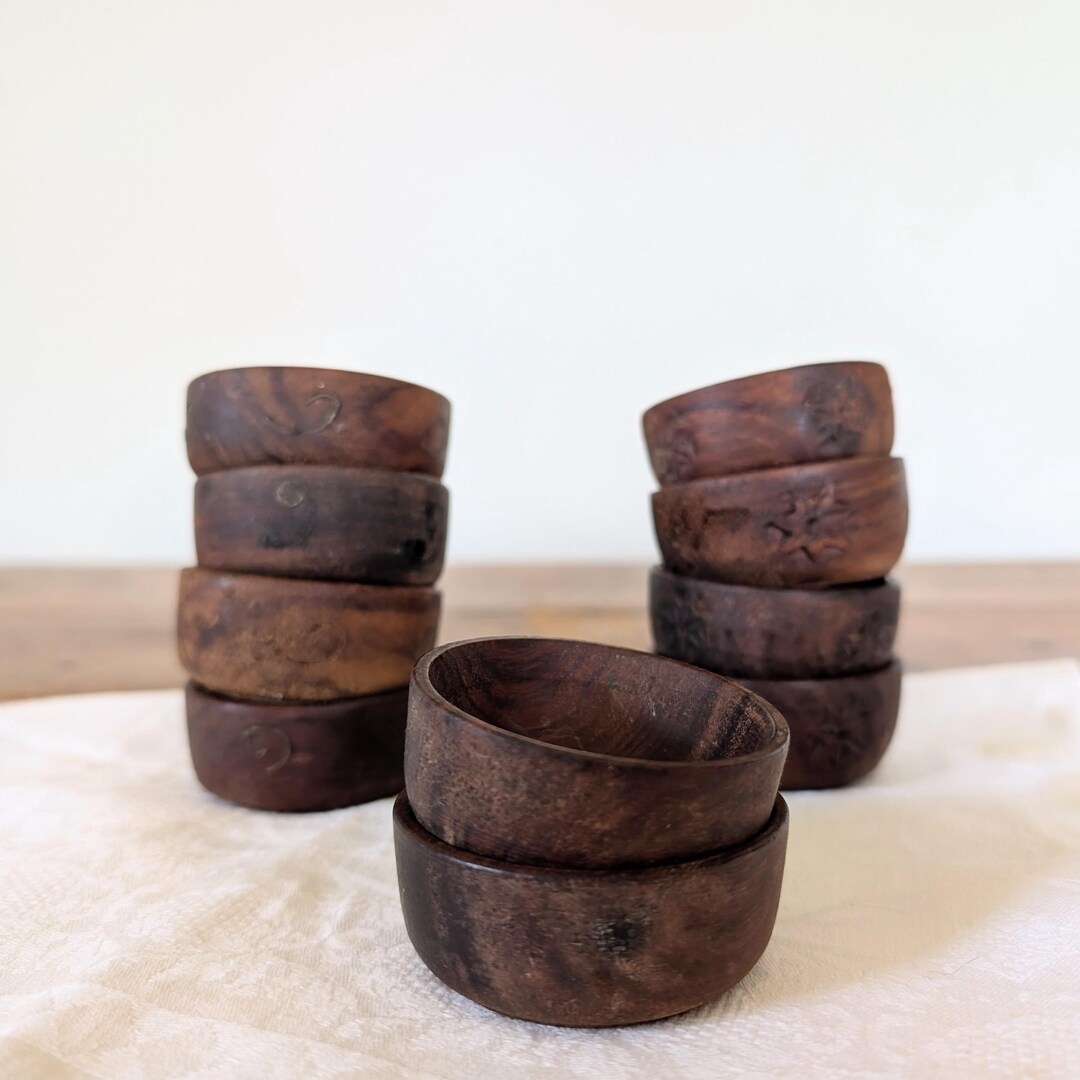 Antique Mini Wooden Bowls Butter Pats Homestead Primitive Kitchen Set ...