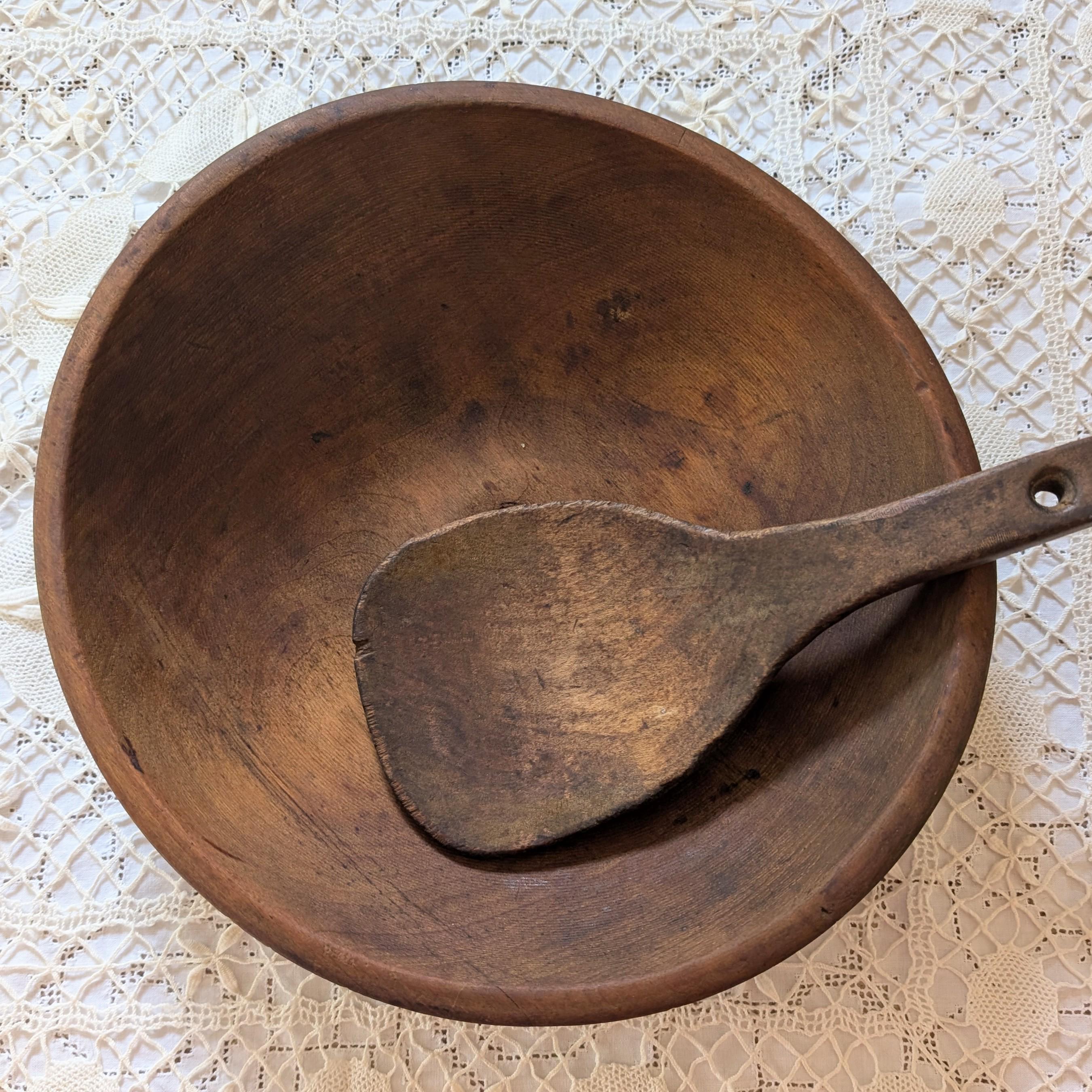 Antique French Wooden Butter Bowl With Paddle - Etsy
