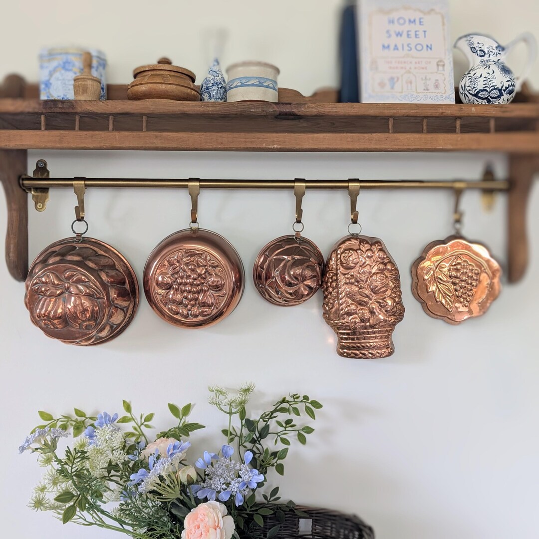 Antique French Copper Molds Tin Lined Copper Bundt Cake Jello Molds ...