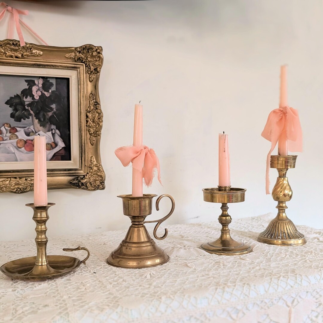 Vintage Brass Candlestick Holders Pretty Table Decor - Etsy