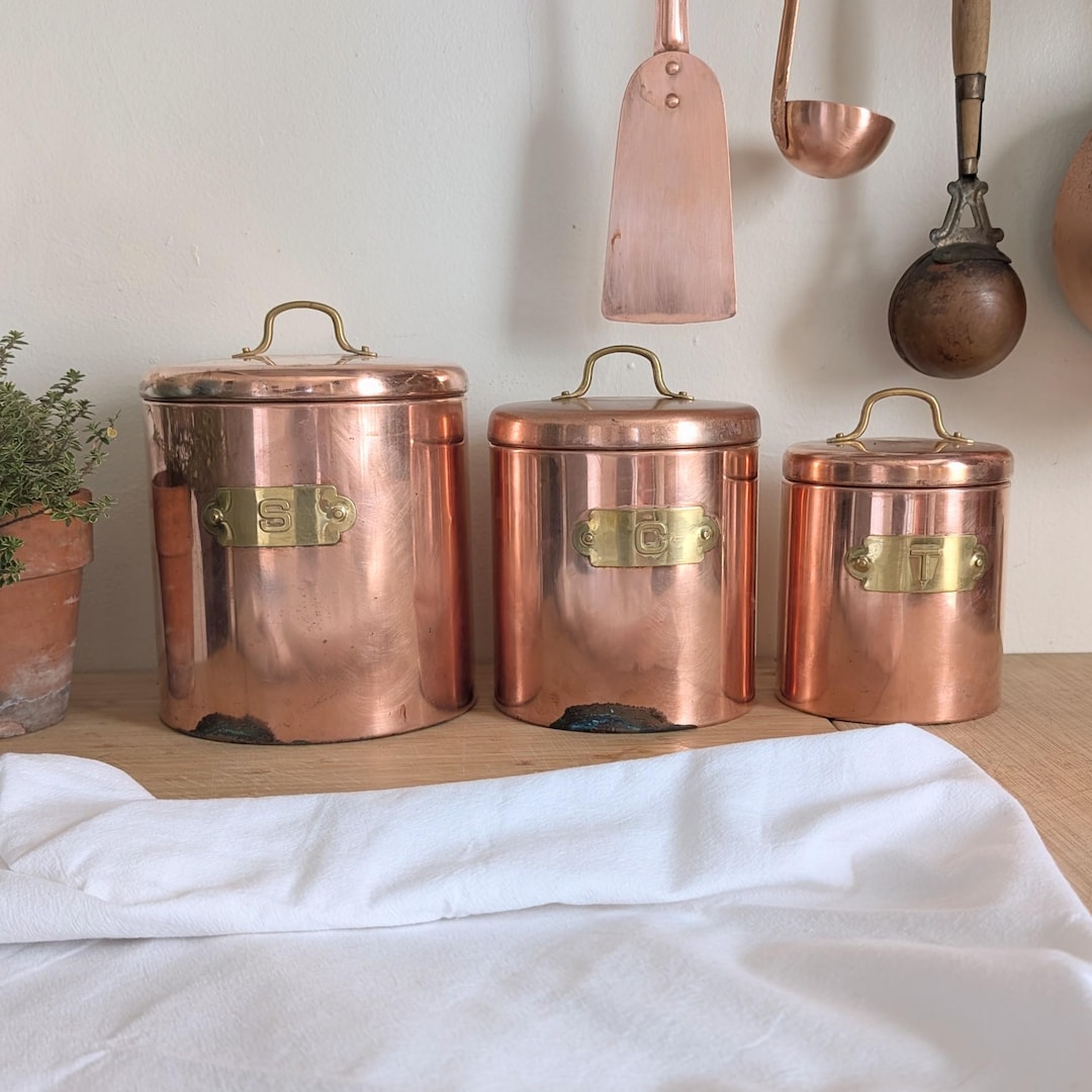 Vintage Copper Kitchen Canister Set French Country Kitchen Storage - Etsy