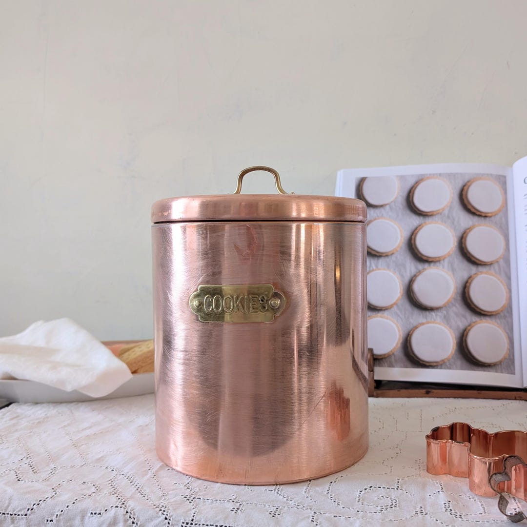 Vintage Copper Cookie Tin French Country Kitchen Decor Storage - Etsy