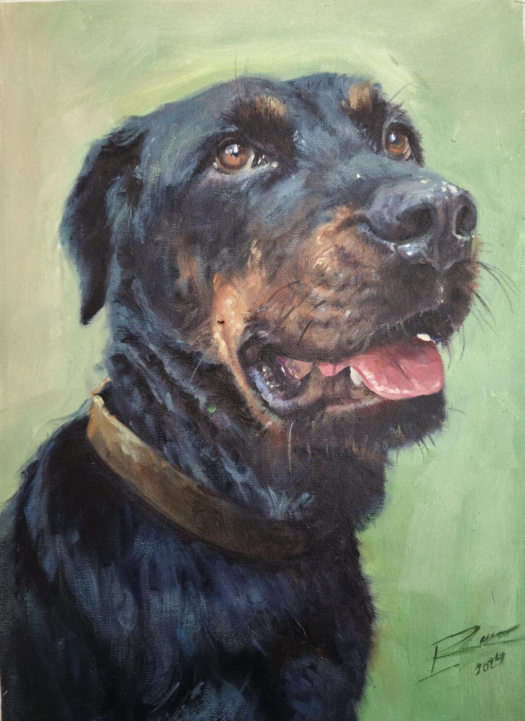 Rottweiler Portrait. Oil on Canvas. Dimensions 12 X 17 Inches. Modern ...