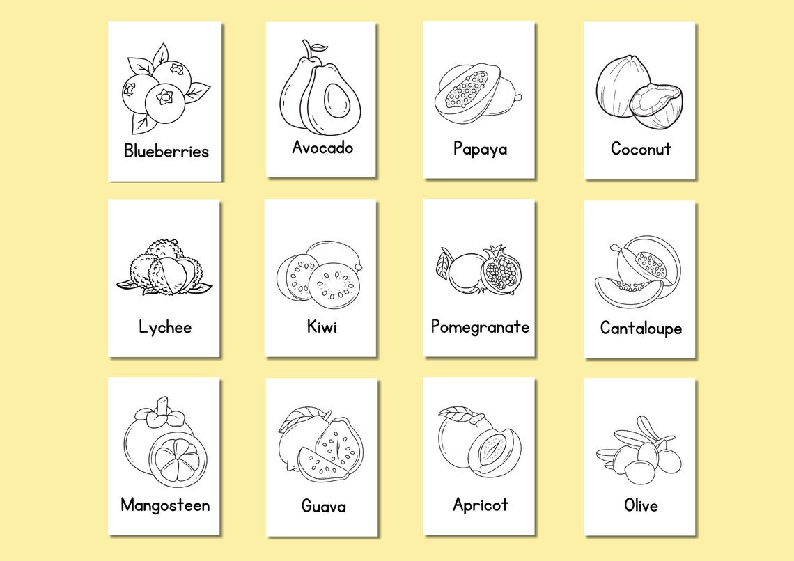 36 Fruit Coloring Pages for Kids, Easy Coloring Pages, Preschoolers ...