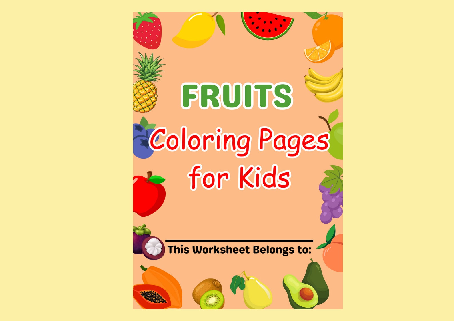 36 Fruit Coloring Pages for Kids, Easy Coloring Pages, Preschoolers ...