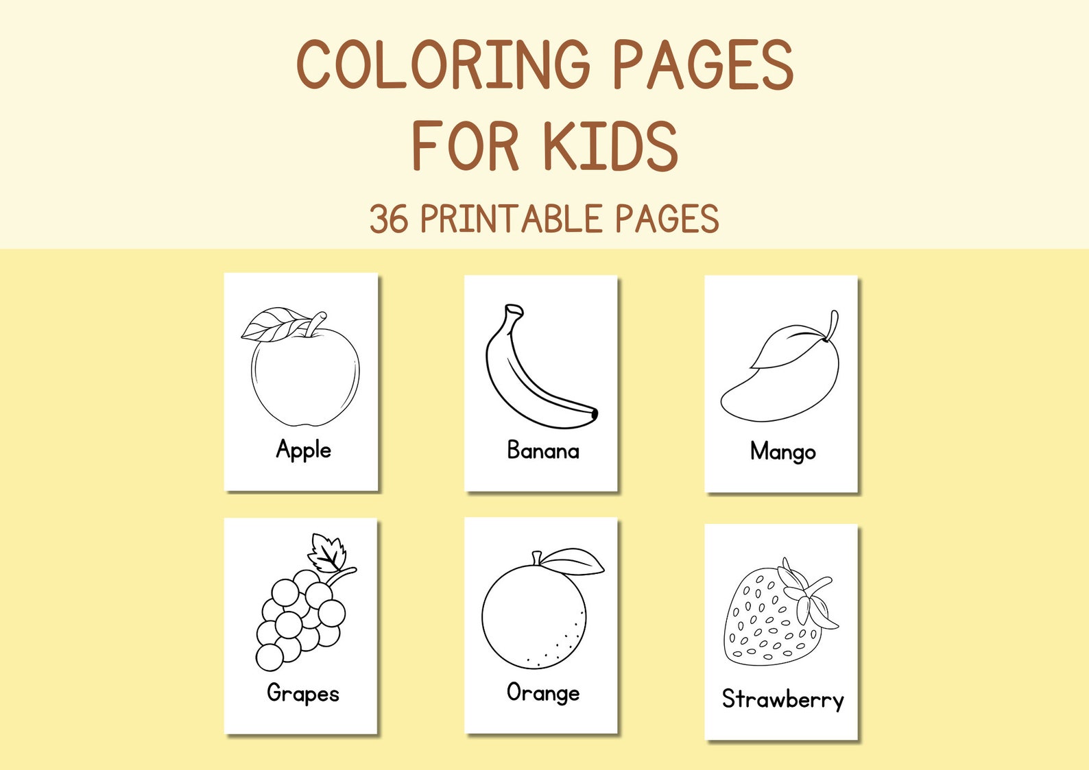 36 Fruit Coloring Pages for Kids, Easy Coloring Pages, Preschoolers ...