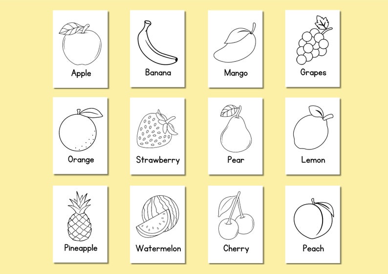 36 Fruit Coloring Pages for Kids, Easy Coloring Pages, Preschoolers ...