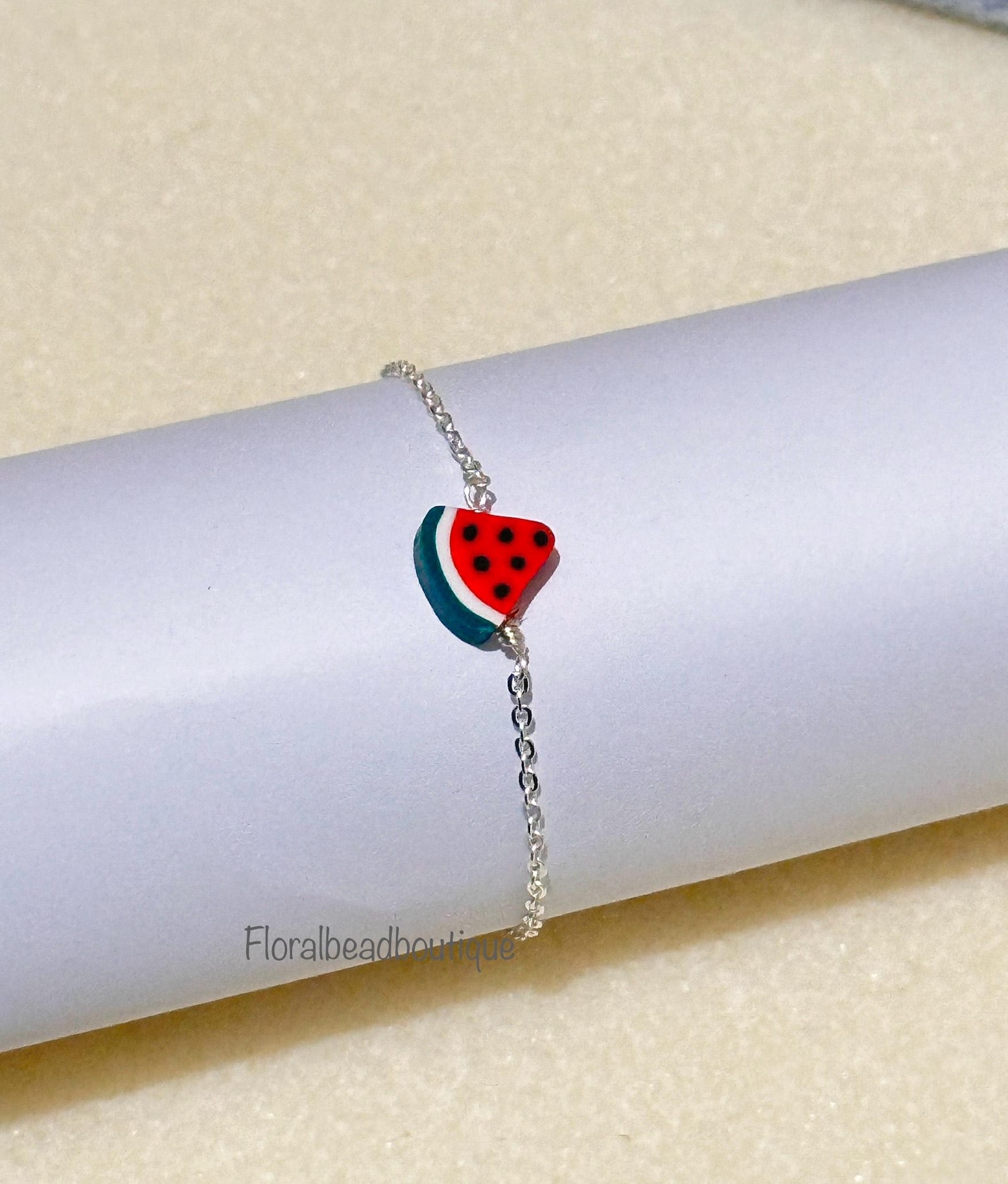 Tiny Watermelon Bracelet, Watermelon Charm Bracelet, Delicate Fruit ...