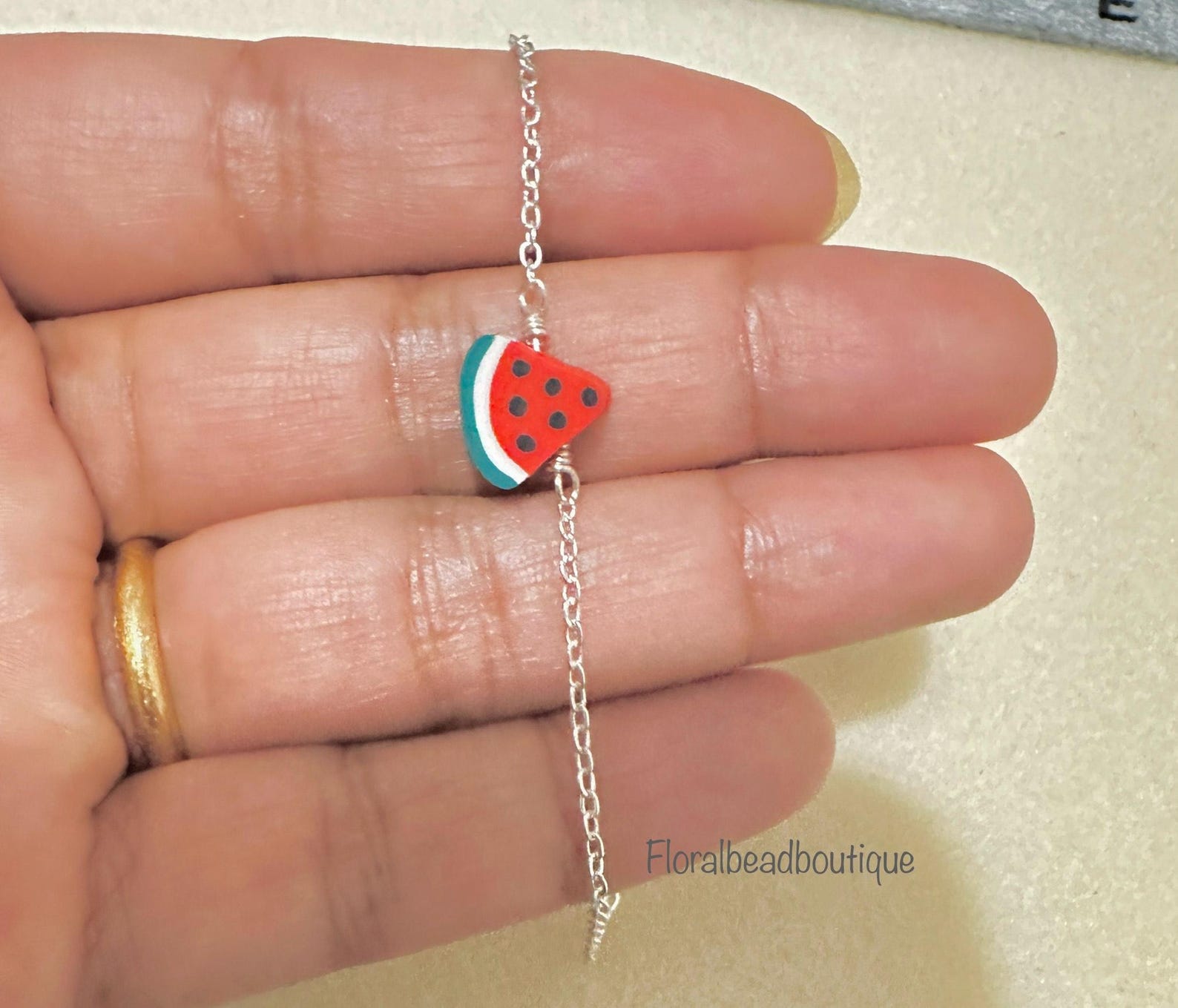 Tiny Watermelon Bracelet, Watermelon Charm Bracelet, Delicate Fruit ...