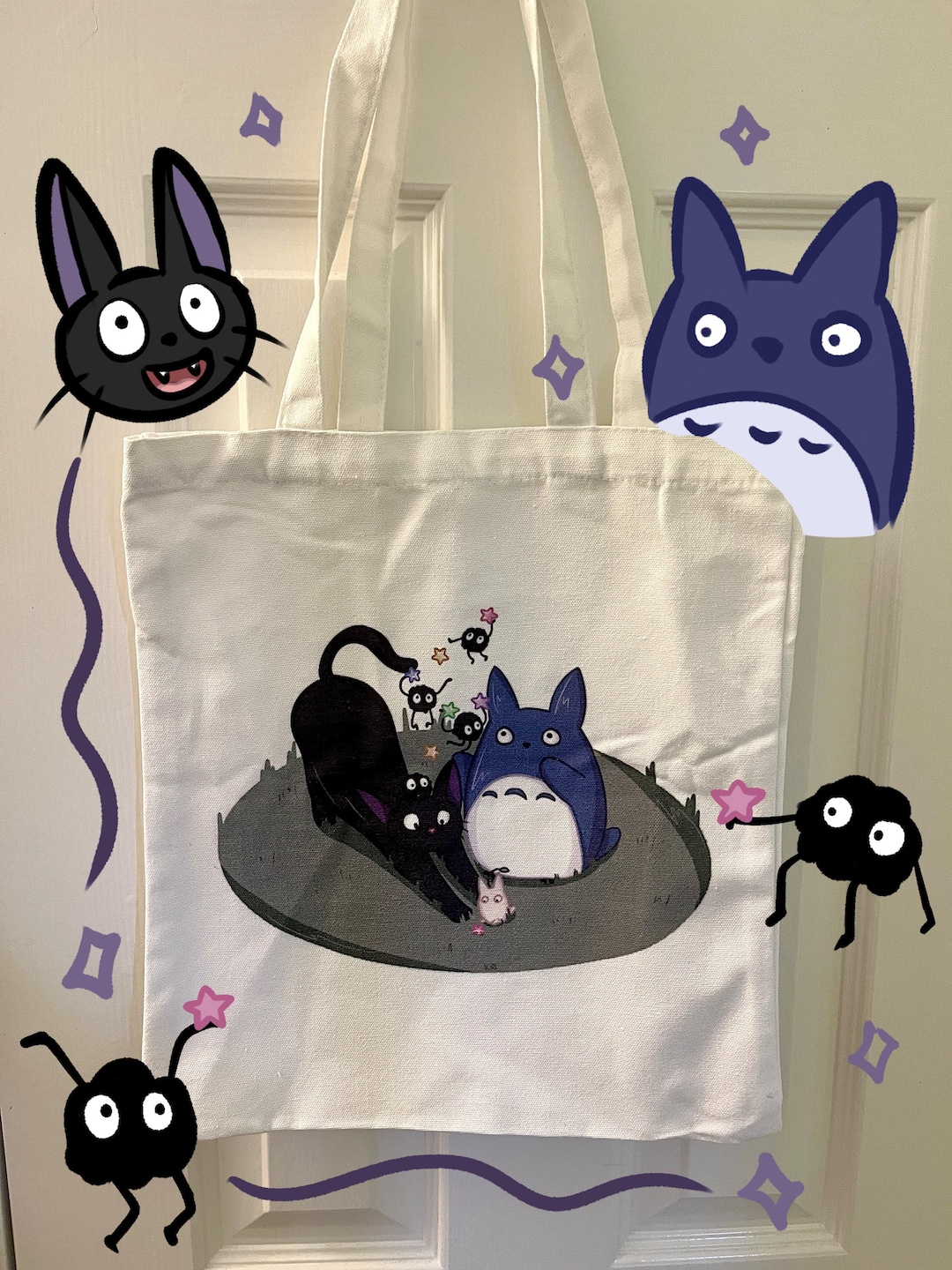Fanmade Studio Ghibli Tote Bag- Totoro, Kiki, Soot Sprites - Etsy