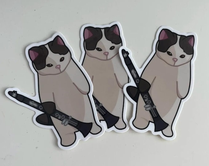 Clarinet Cat Meme Sticker - Etsy