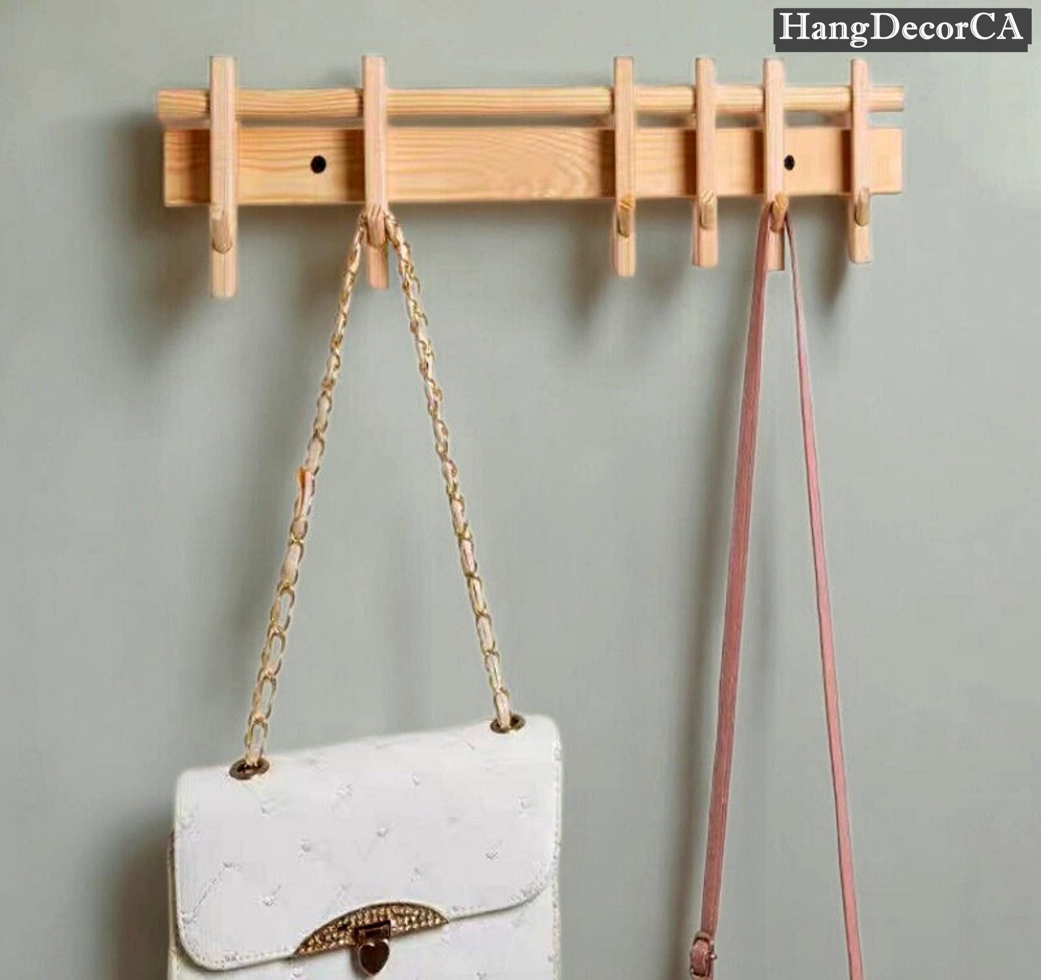 Modern Wood Coat Rack Entry Door Porch Hooks Walnut Coat Racks ...