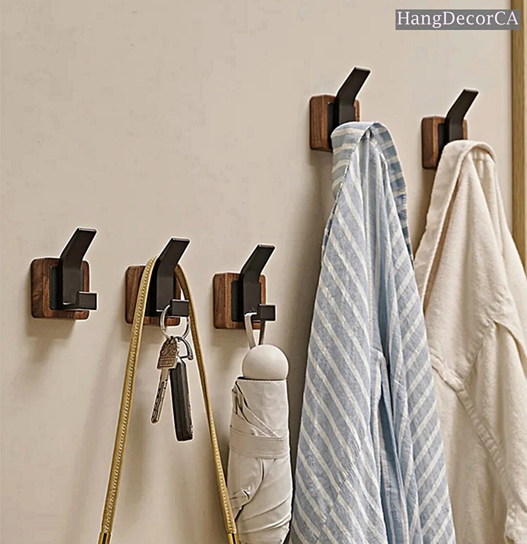 Modern Wood Wall Hooks Walnut Coat Hook Hanging Coat Rack Wall Hooks ...