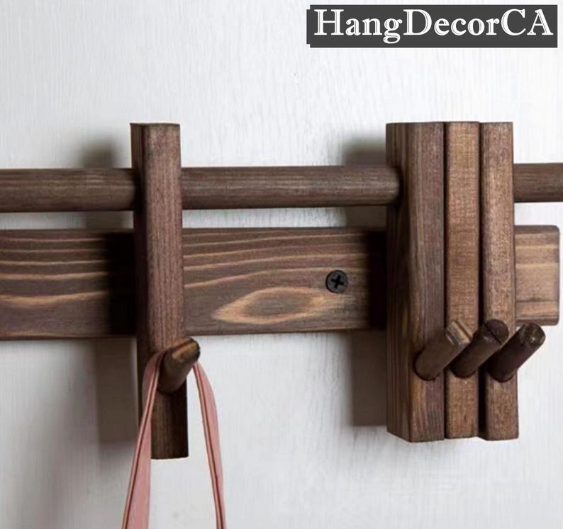Modern Wood Coat Rack Entry Door Porch Hooks Walnut Coat Racks ...