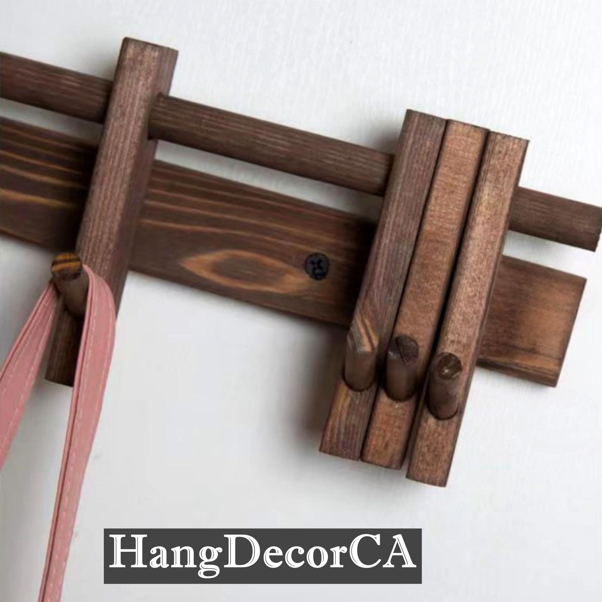 Modern Wood Coat Rack Entry Door Porch Hooks Walnut Coat Racks ...