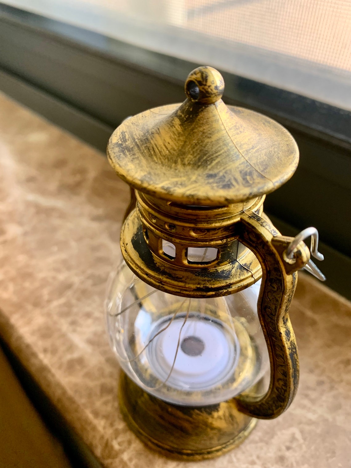 Mini British Retro Oil Lamp LED, Coppery Lantern Home Decor, Bedside ...