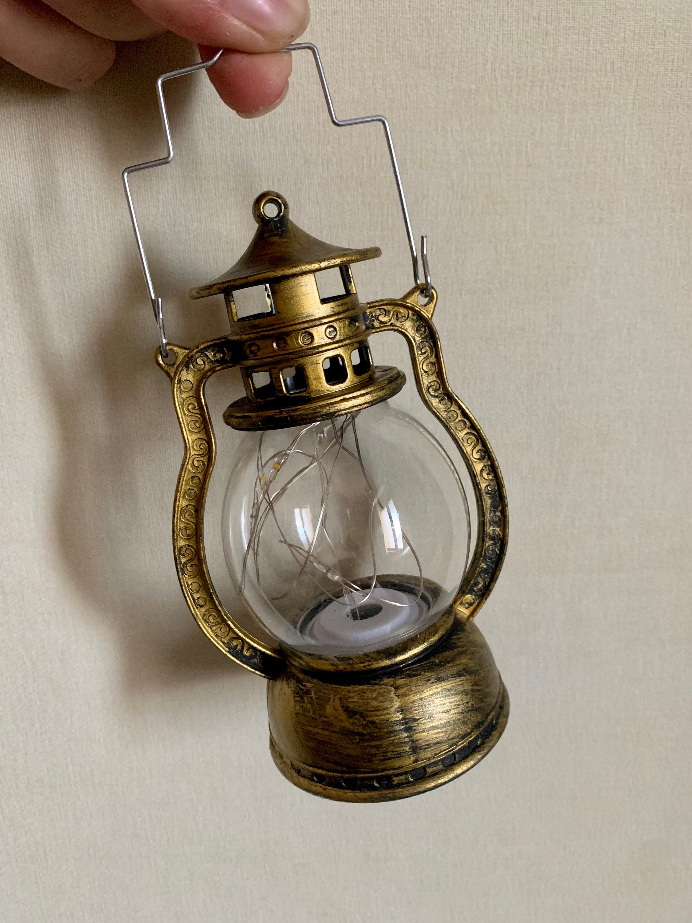 Mini British Retro Oil Lamp LED, Coppery Lantern Home Decor, Bedside ...