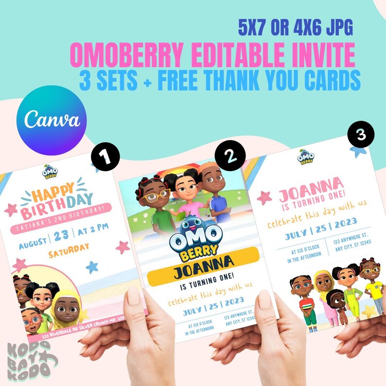 Editable Omo Berry Birthday Invitation, Personalized Kitty Birthday ...