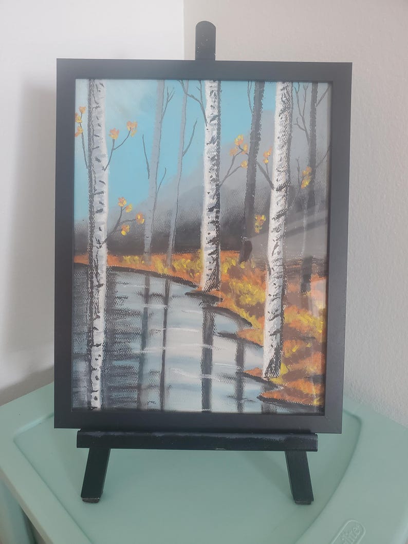 Fall Oil Pastel Handmade Painting - Framed - Etsy