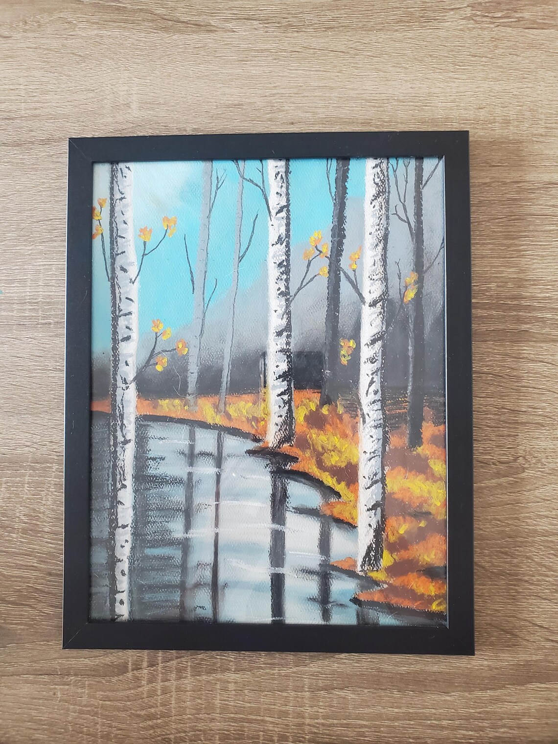 Fall Oil Pastel Handmade Painting - Framed - Etsy