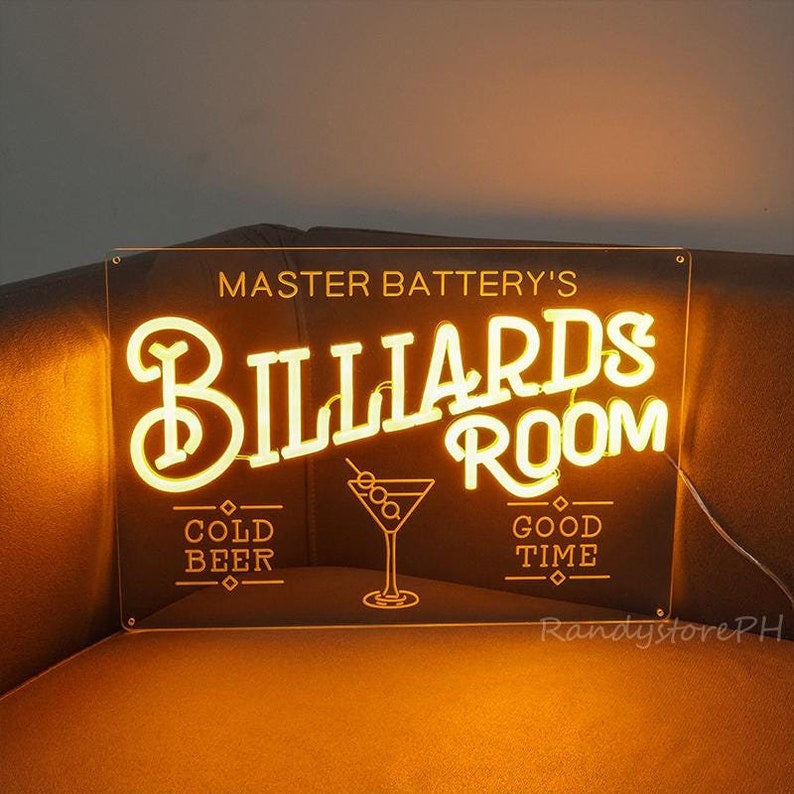 Custom Billiards Room Neon Sign Game Room Decor Billiards Room ...