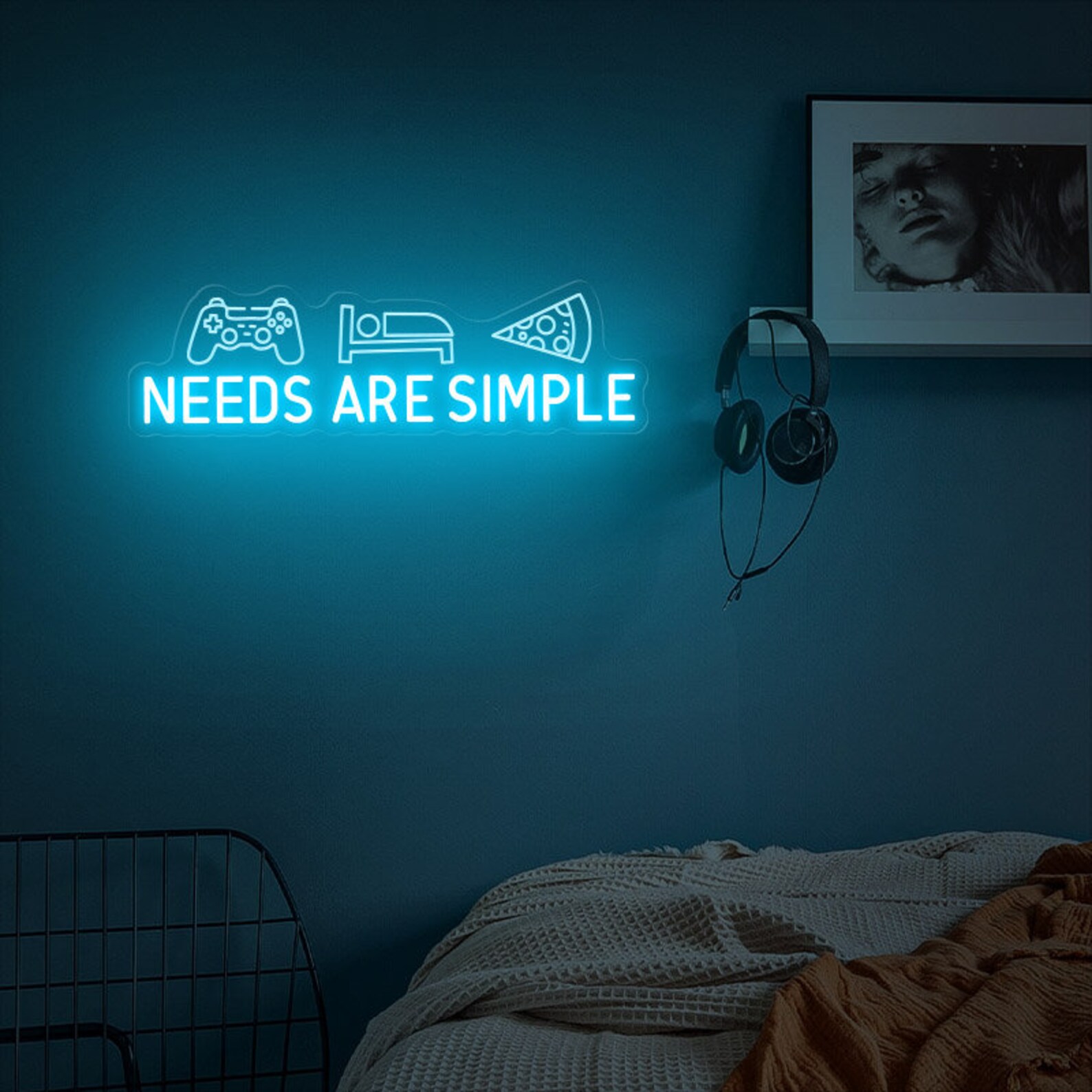 NEEDS ARE SIMPLE Neon Sign Game Room Wall Decor Game Room Neon Sign ...