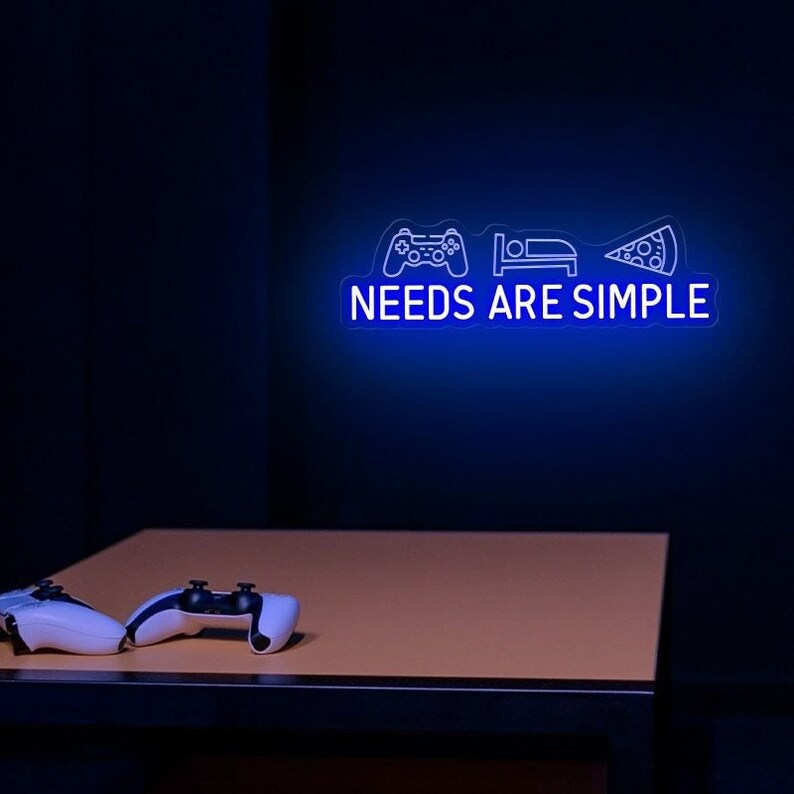 NEEDS ARE SIMPLE Neon Sign Game Room Wall Decor Game Room Neon Sign ...
