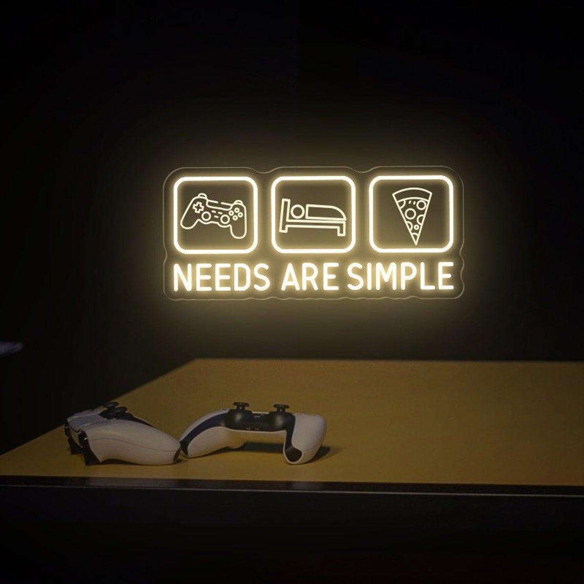NEEDS ARE SIMPLE Neon Sign Game Room Wall Decor Game Room Neon Sign ...