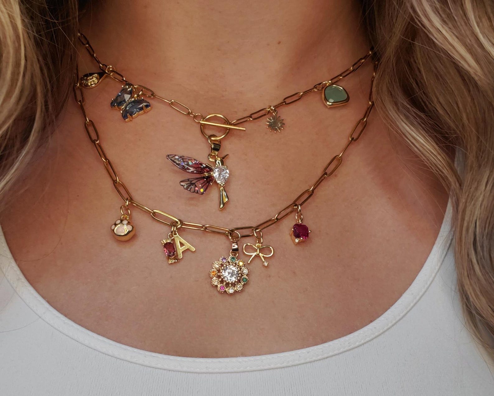 Custom Charm Necklace, Silver & Gold Chains, Create Your Own Charm ...