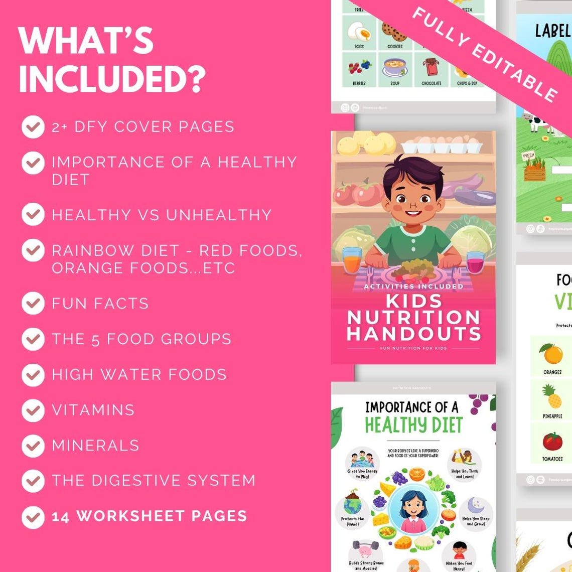 Kids Nutrition Handouts, Kids Nutrition Worksheets, Children Healthy ...