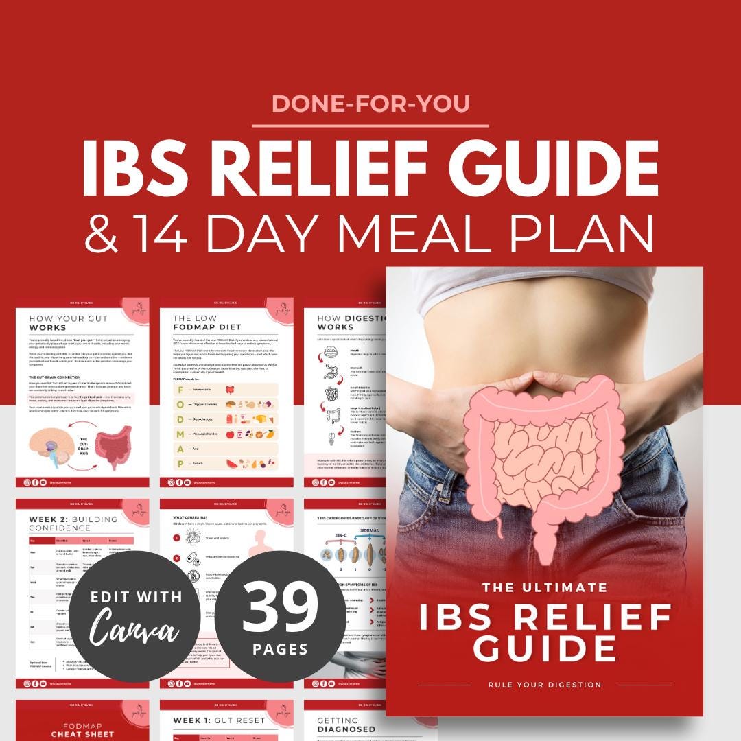 IBS Relief Guide, Low Fodmap Diet, Canva Nutrition Template, Health ...