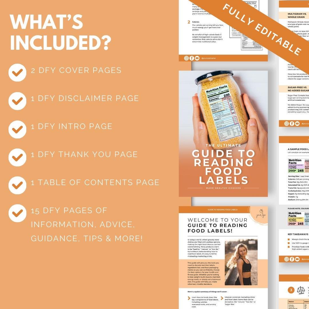 Guide to Reading Food Labels, Nutrition Ebook Template, Health Coaching ...