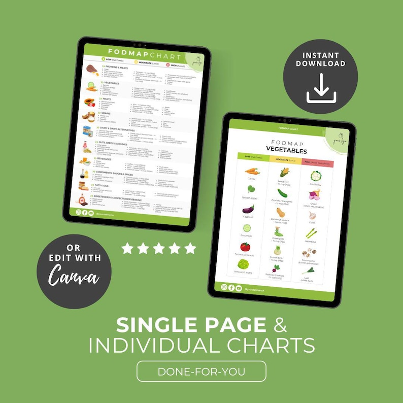 Fodmap Food Chart, Food Chart Nutrition Guide, IBS Meal Plan, Canva ...