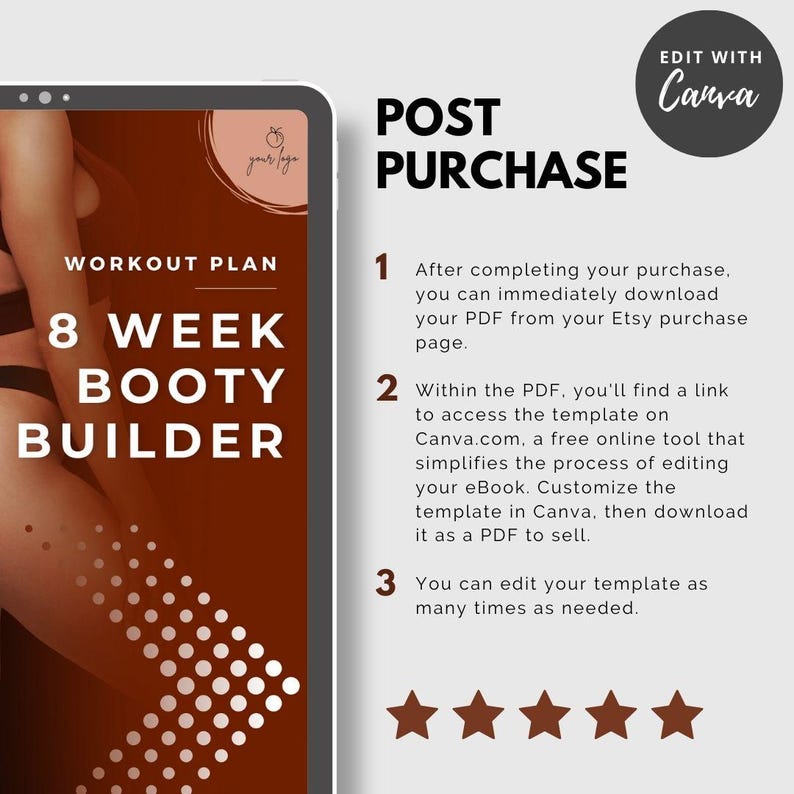 8 Week Booty Builder, Glute Workout Plan, Home Workout Plan, Canva Ebook Template, Fitness Ebook ...