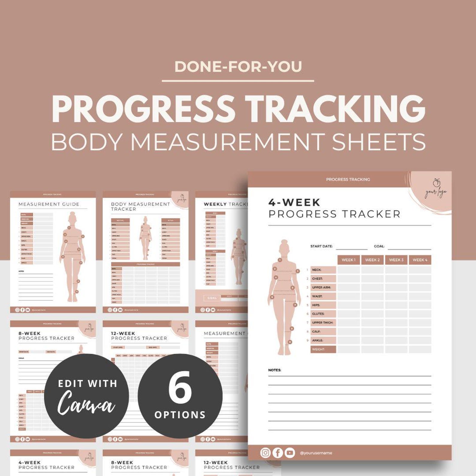 Body Measurement Tracker, Weight Loss Tracker, Printable Progress ...