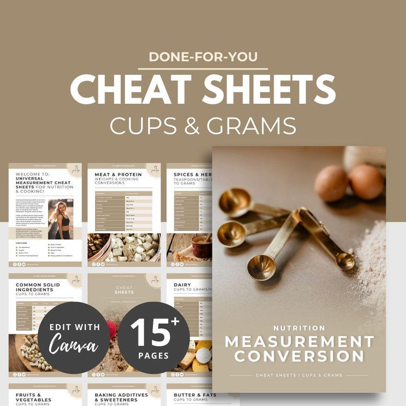 Universal Units of Measure Cheat Sheet, Cooking & Nutrition Conversion ...