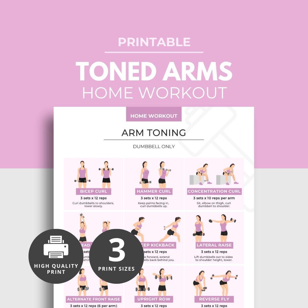 Arm Toning Workout, Printable Home Workout PDF, Arm Dumbbell Exercises ...