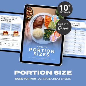 Portion Size Guide Cheat Sheet, Canva Template, Serving Size Guide ...