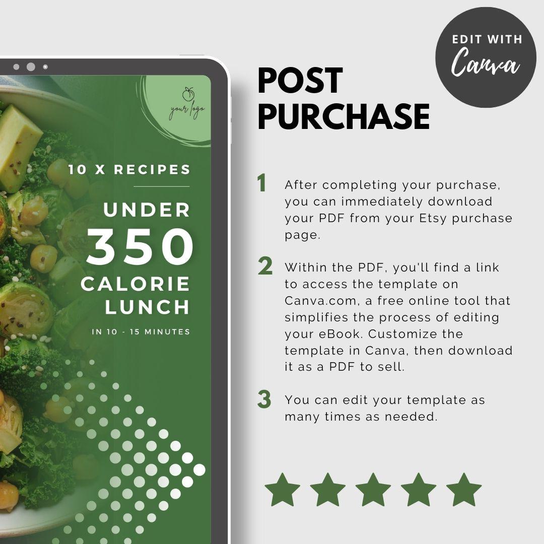 350 Calorie Meals, DFY Recipe Book, Canva Ebook Template, Health ...