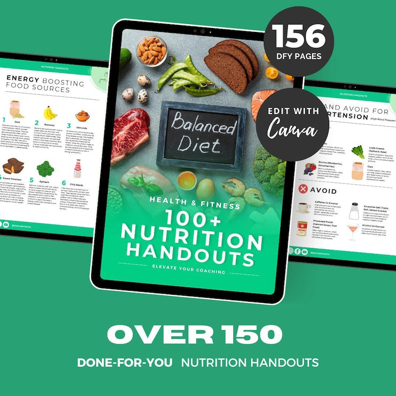150+ Nutrition Handout Templates for Health and Fitness Coaches, Canva ...