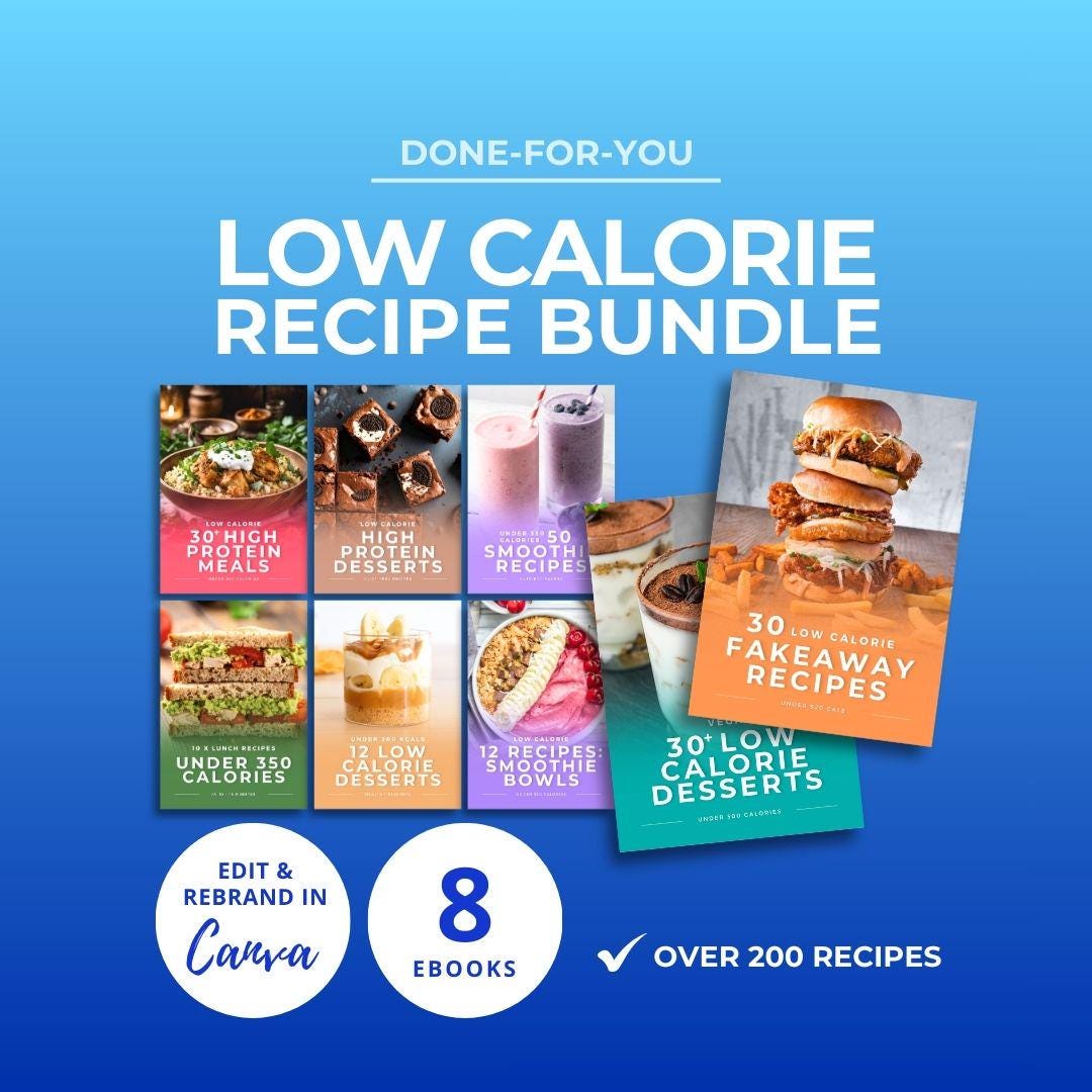 Low Calorie Recipes Fitness Coach Bundle, Editable Canva Ebook Template ...