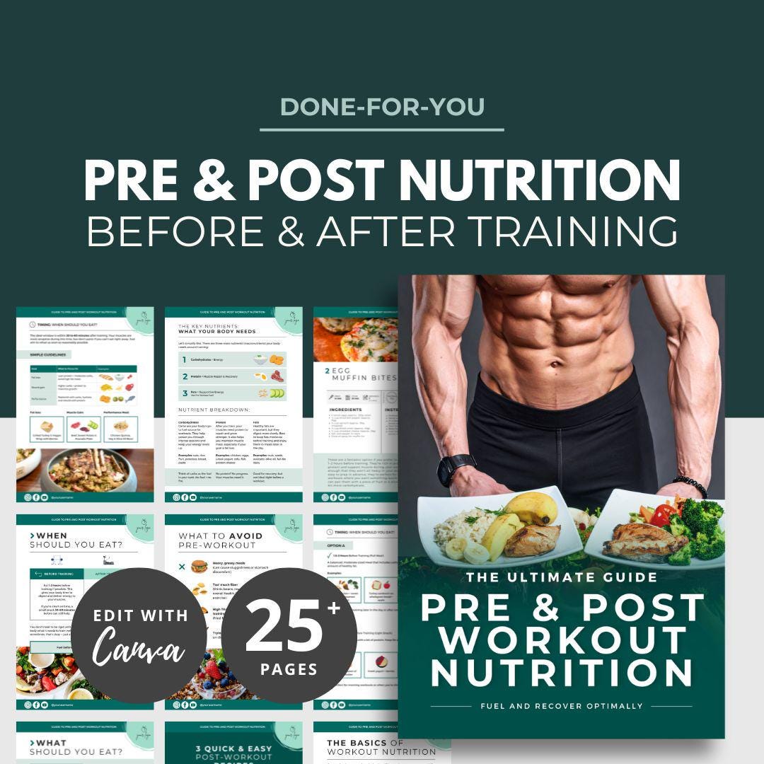Pre and Post Workout Nutrition Guide, DFY Meal Prep, Nutrition Ebook ...