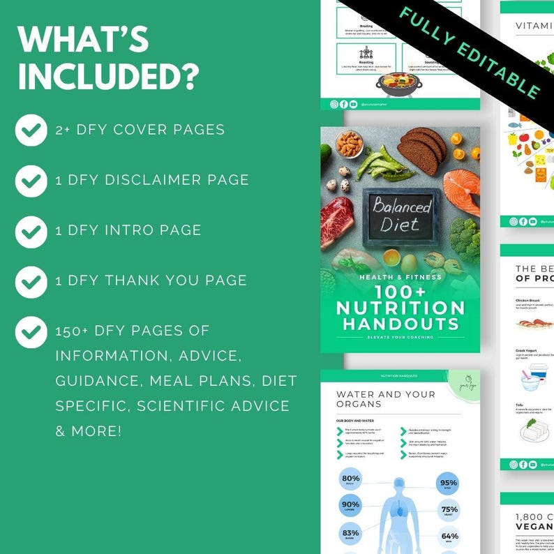 150+ Nutrition Handout Templates for Health and Fitness Coaches, Canva ...