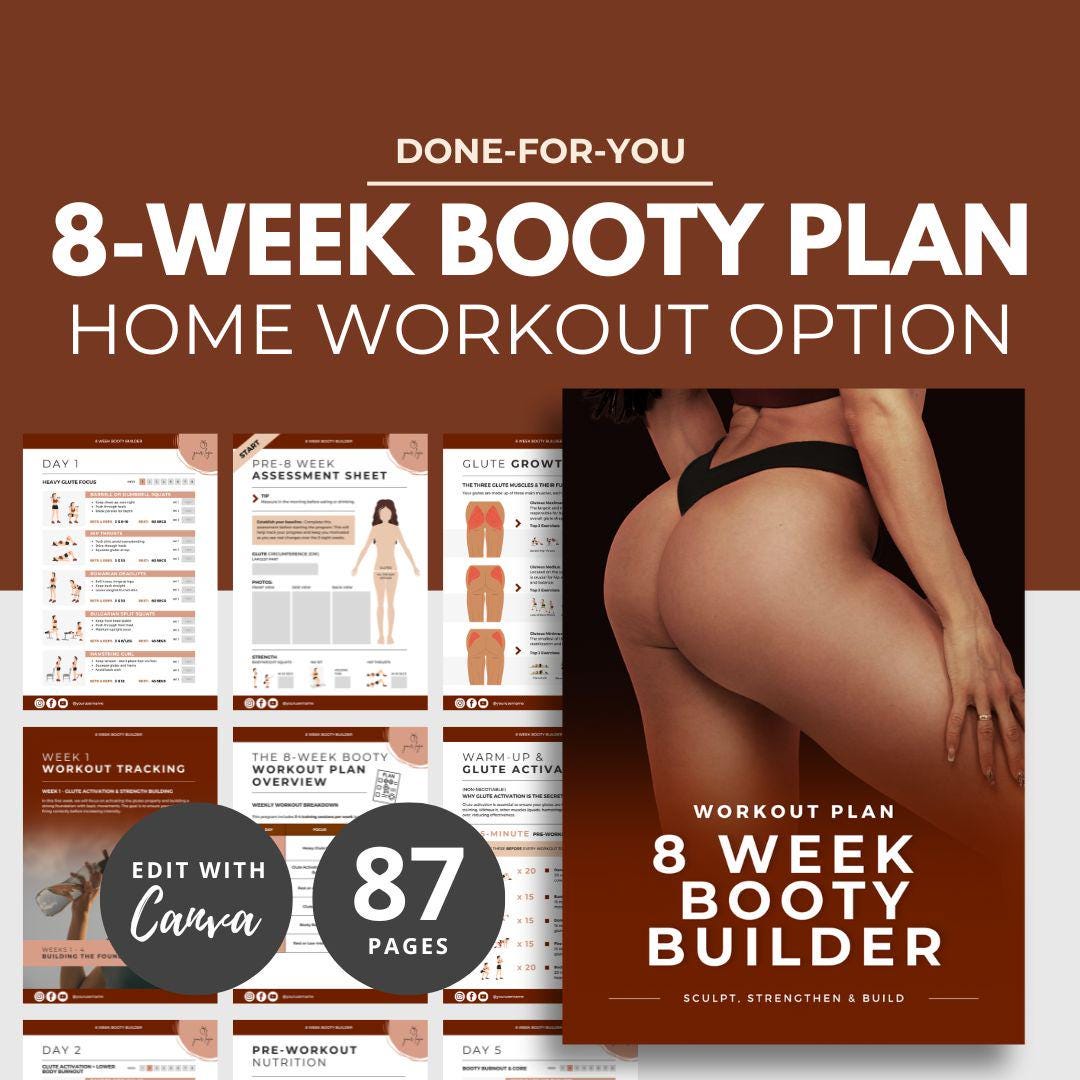 8 Week Booty Builder, Glute Workout Plan, Home Workout Plan, Canva Ebook Template, Fitness Ebook ...