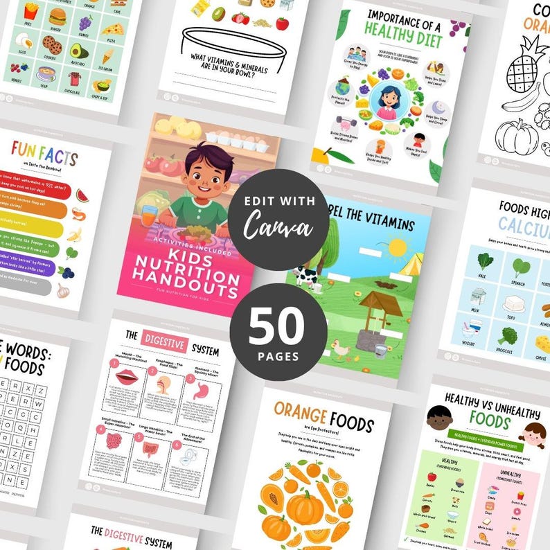 Kids Nutrition Handouts, Kids Nutrition Worksheets, Children Healthy ...