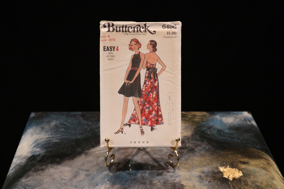 Butterick 6469 UNCUT - Flared Halter Dress Extra Small 1970's Vintage ...