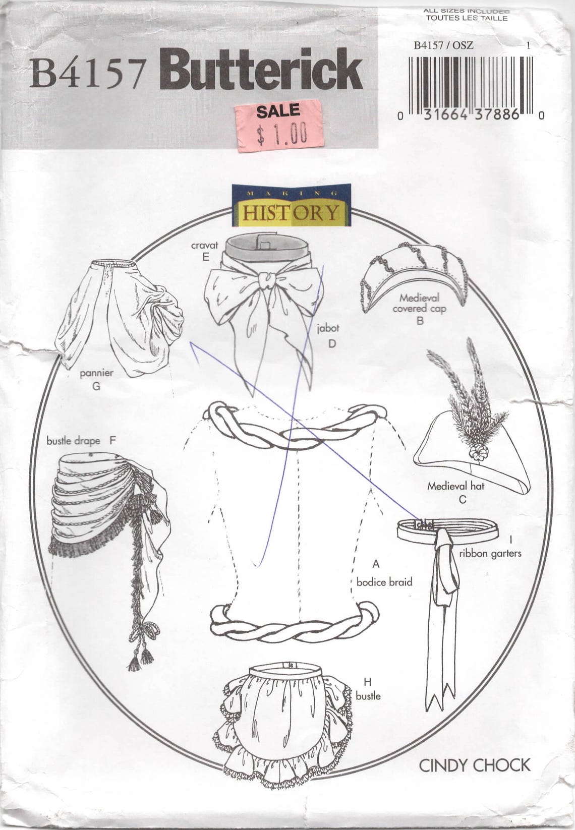 Costume Sewing Pattern UNCUT Butterick 4157 - Medieval 18th & 19th ...