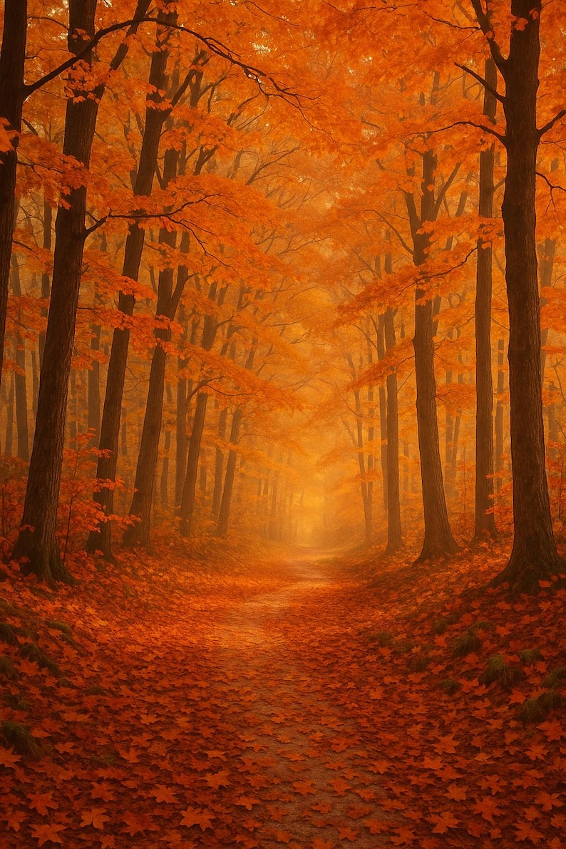 Autumn Forest Path Poster Set – Fall Foliage Digital Art Prints - Etsy