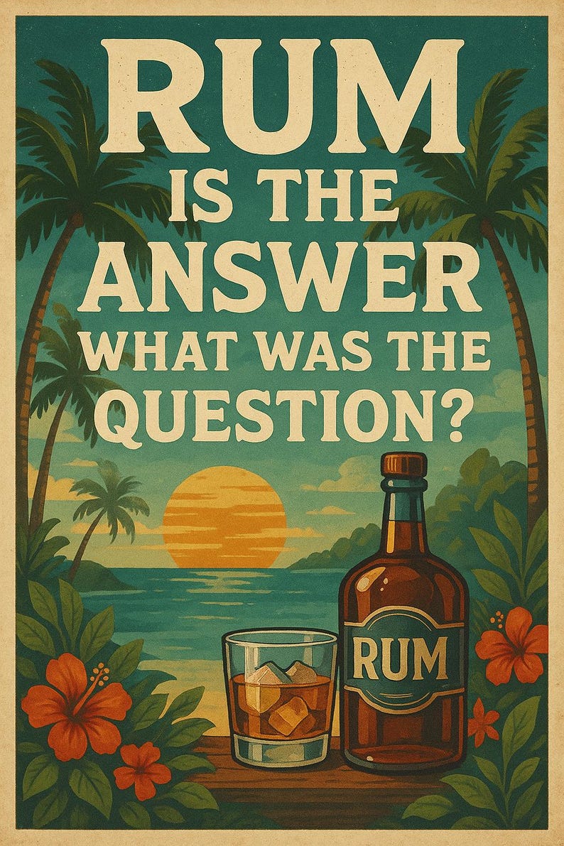 Tropical Rum Poster – Retro Beach Bar Digital Print - Etsy