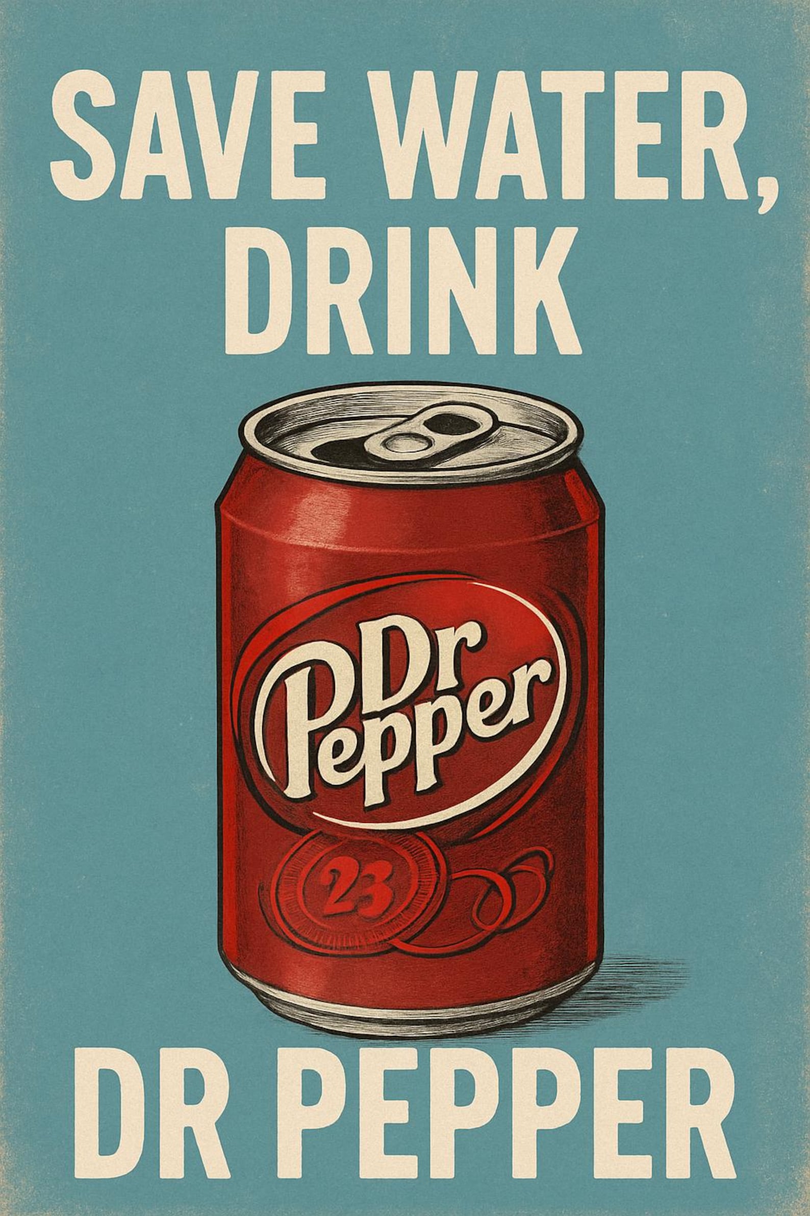 Vintage Dr Pepper Can Poster – Save Water Printable Wall Art - Etsy